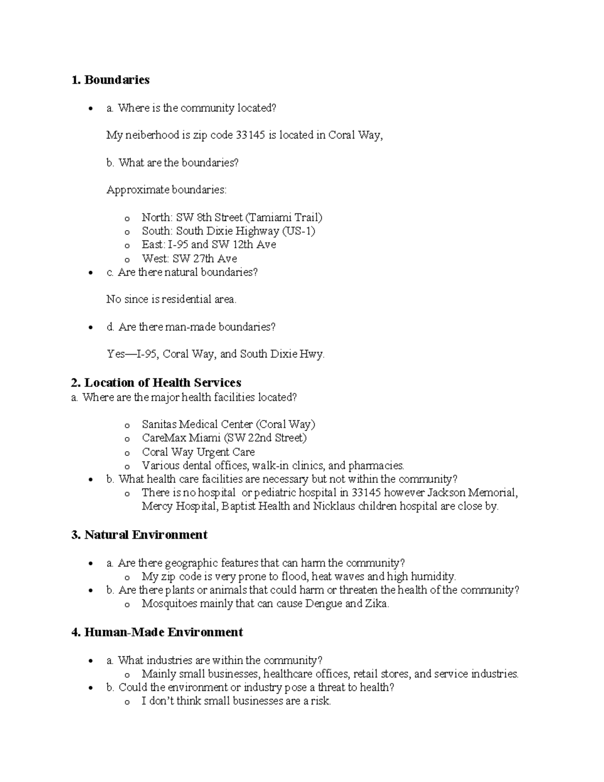 Community Health and Environment Analysis: Zip Code 33145 - Studocu