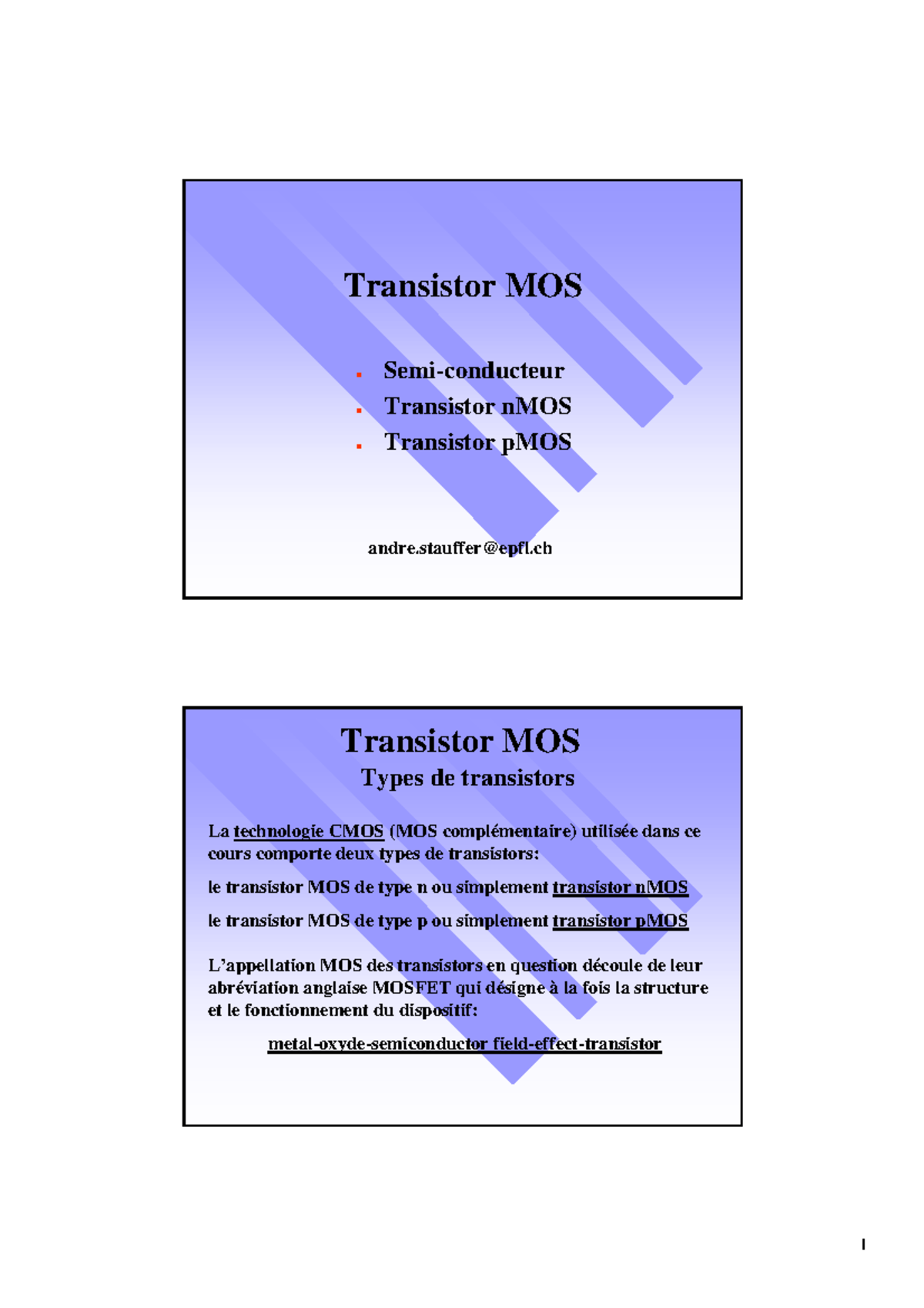 Types de Transistors MOS: nMOS et pMOS en Technologie CMOS - Studocu