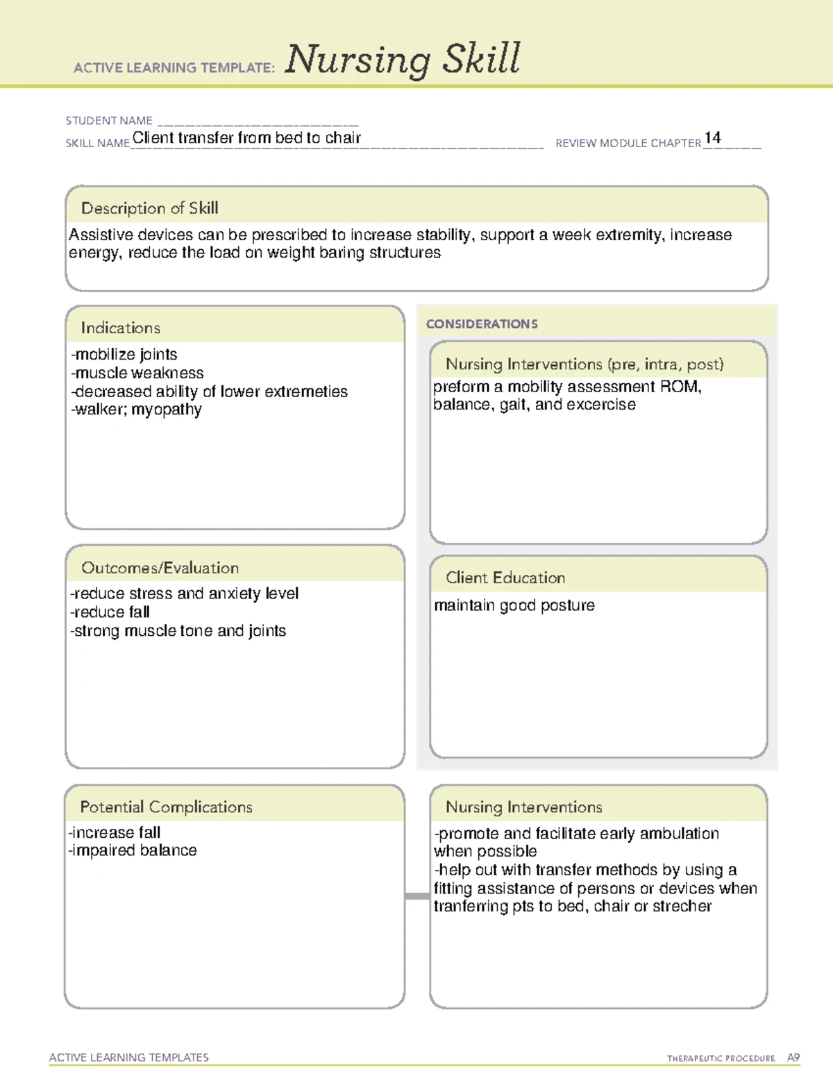 CH 14 Client transfer from bed to chair - ACTIVE LEARNING TEMPLATES ...