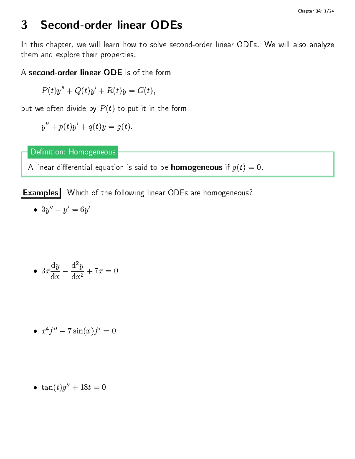 Chapter 3A: Solving Linear ODEs and Their Properties - Studocu