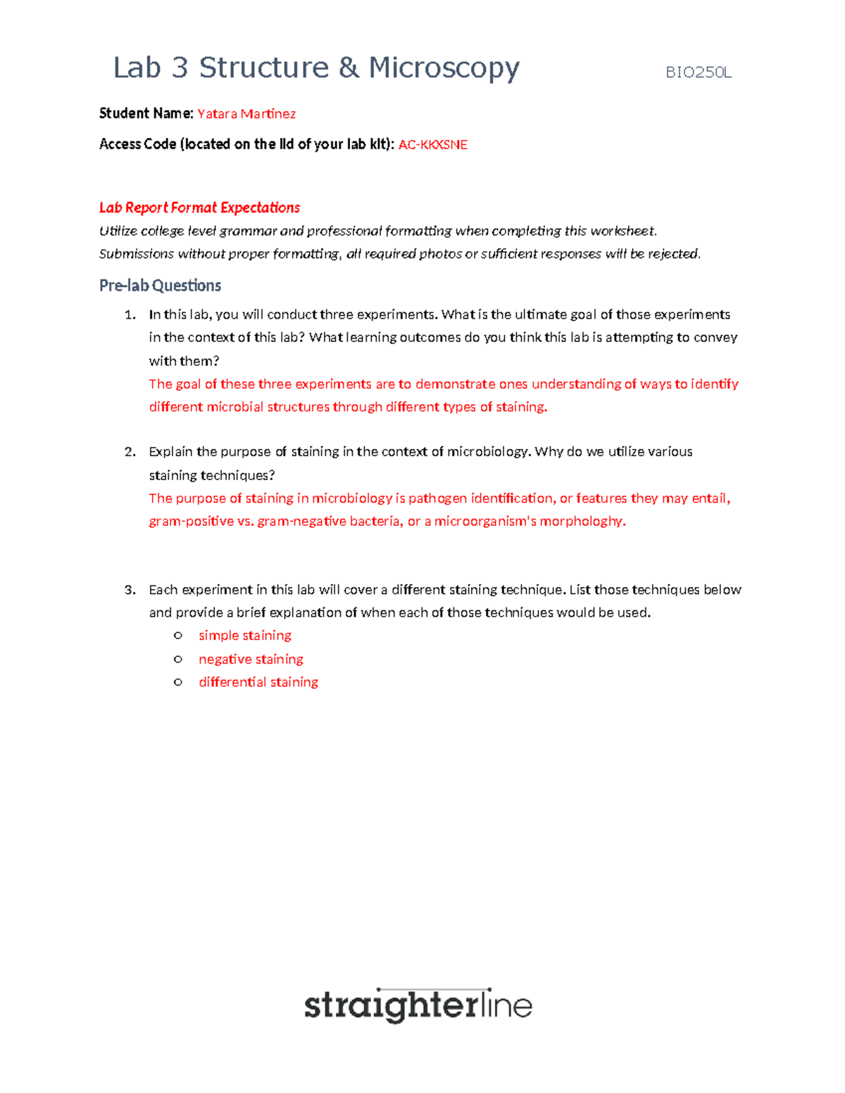 BIO250 Lab 3 - Structure Microscopy Techniques and Observations - Studocu