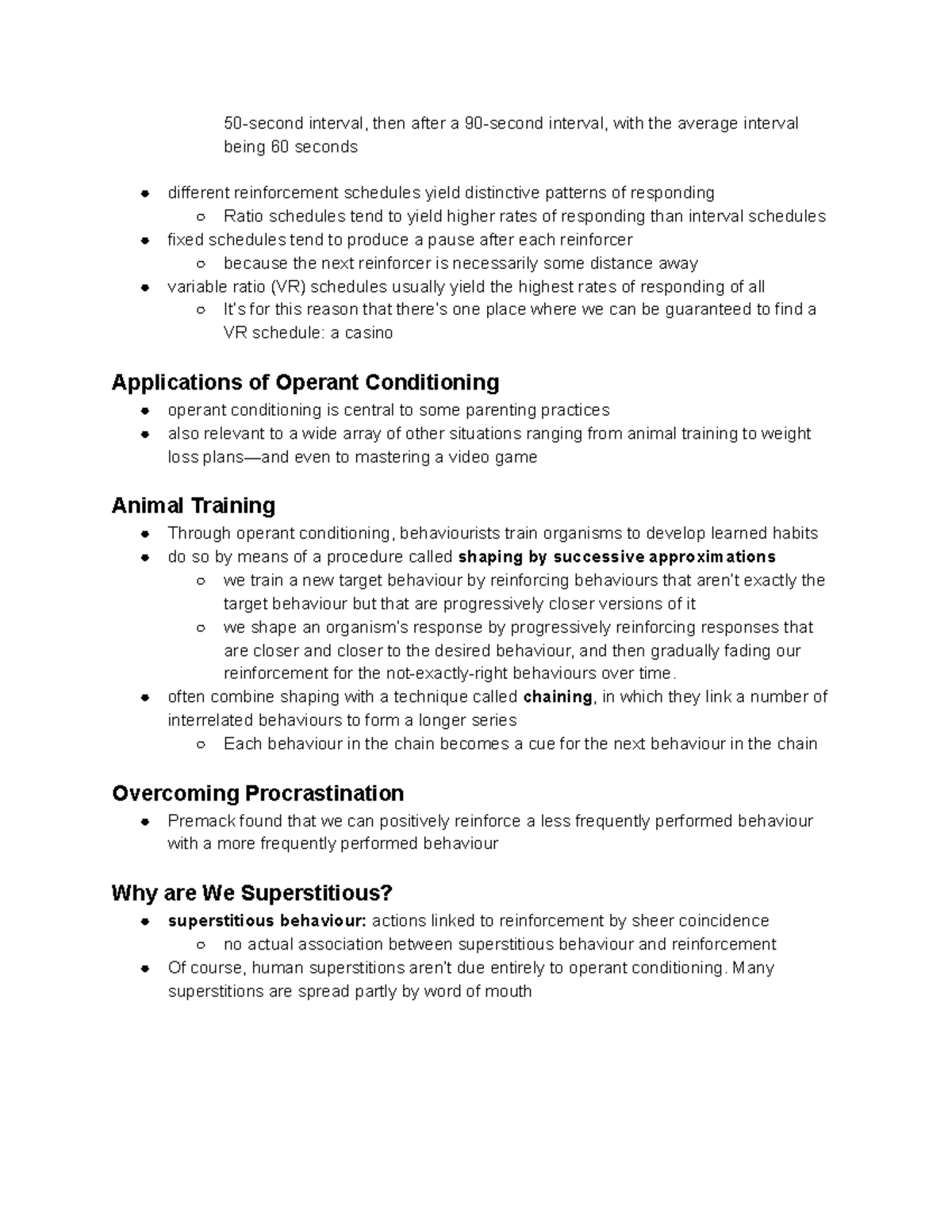 PSYC101 Chapter 6: Learning & Operant Conditioning Principles - Studocu