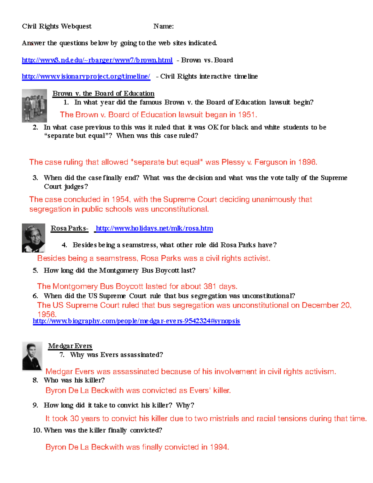 Civil Rights Webquest Assignment - Important Events & Figures - Studocu