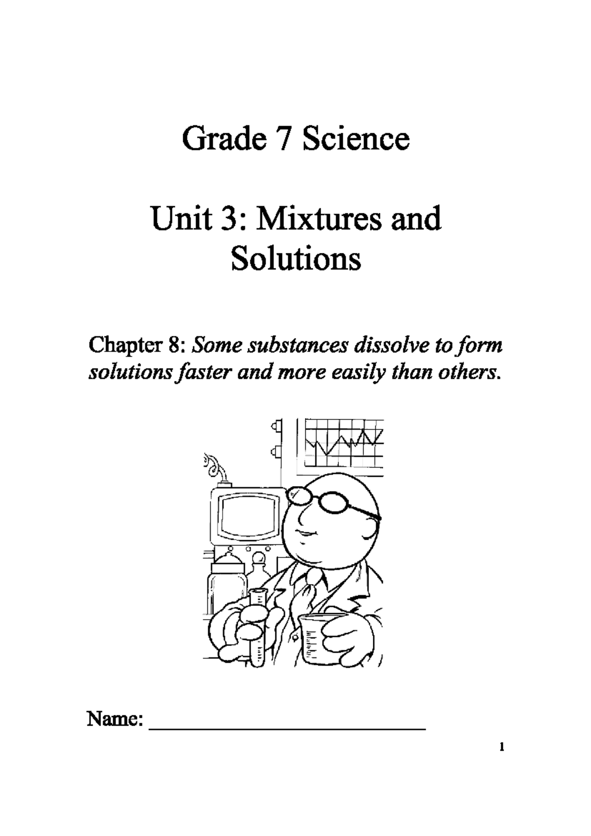 Grade 7 Science Unit 3: Mixtures & Solutions - Chapter 8 Review Notes ...