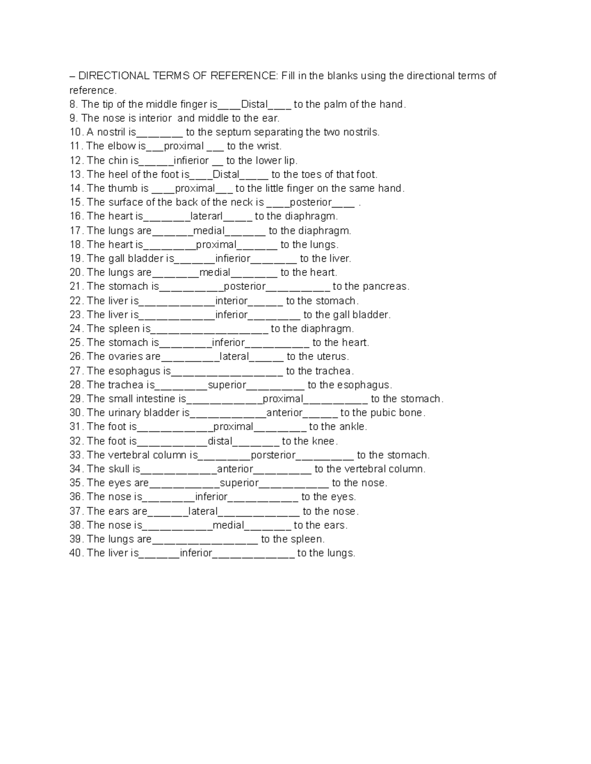 Directional Terms of Reference for A&P Study Guide - Studocu