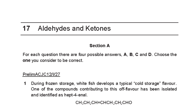 Aldehydes and Ketones - Summary for Chemistry 17 Exam Prep - Studocu