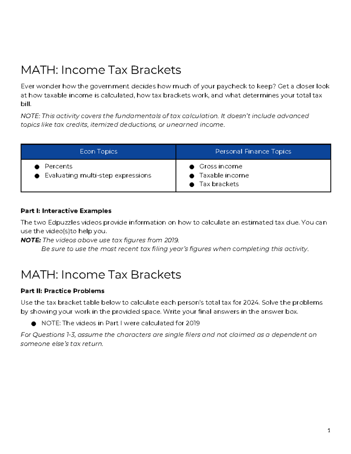 MATH: Understanding Income Tax Brackets for 2024 Calculations - Studocu