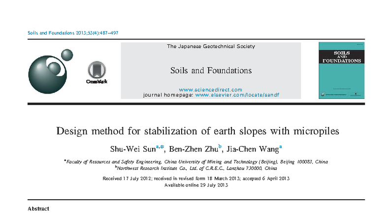 Design Method for Stabilizing Earth Slopes with Micropiles - Studocu
