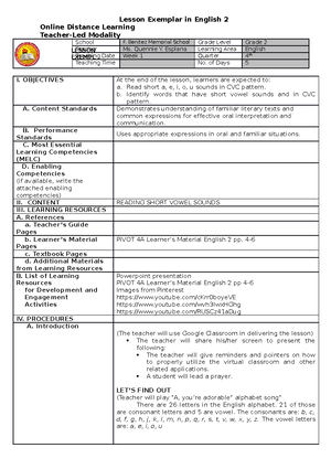 Lesson PLAN - Sequence OF Events - SEMI-DETAILED LESSON PLAN IN ENGLISH ...
