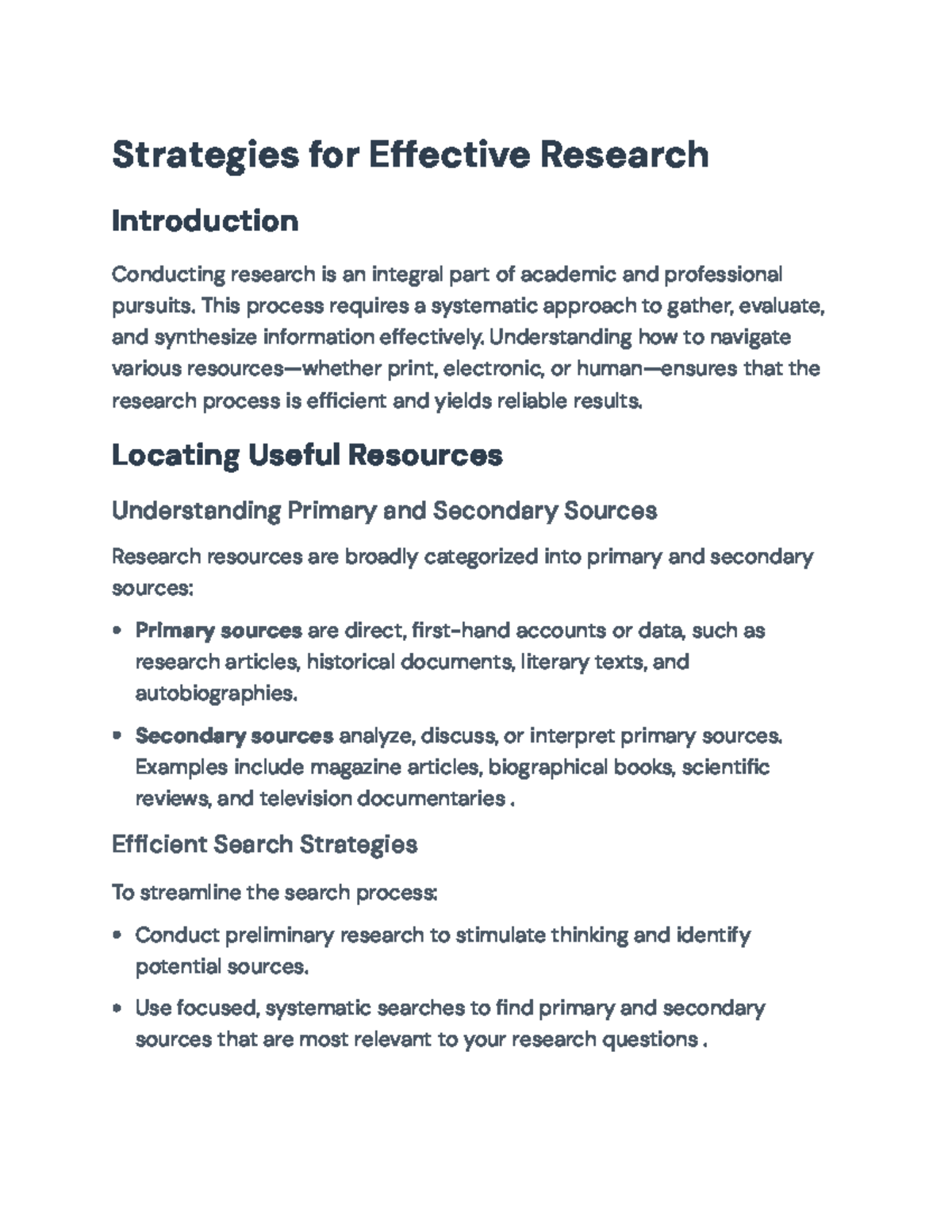 Strategies for Effective Research: Locating and Evaluating Resources ...