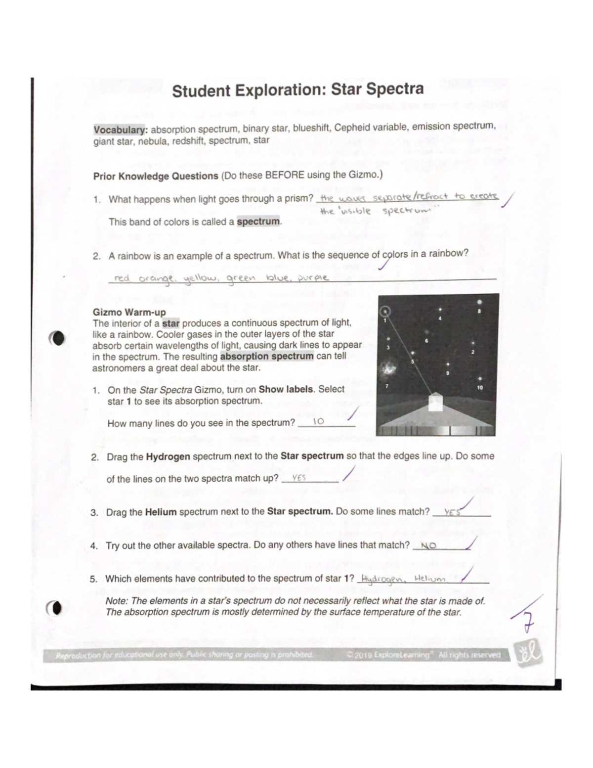 Star Spectra Exploration Experience: Answer Key Insights - Studocu