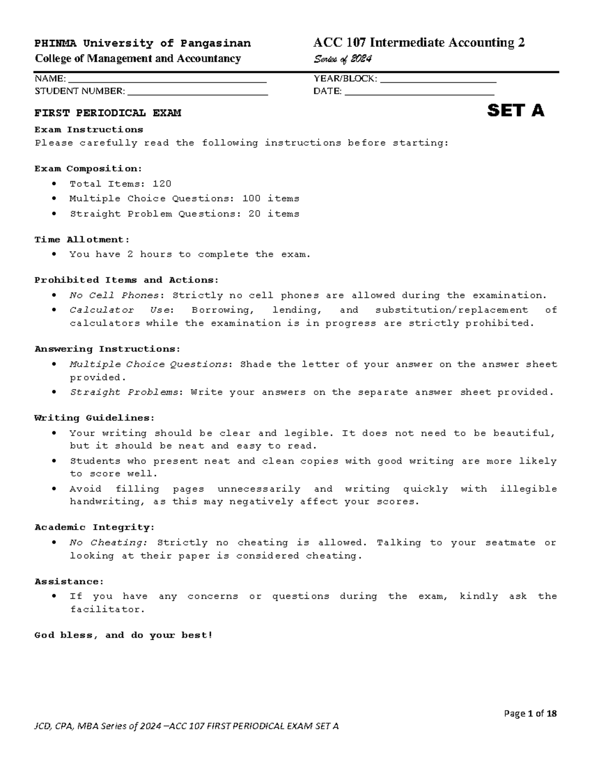 ACC 107 First Periodical Exam Reviewer for 2024 Series - Studocu