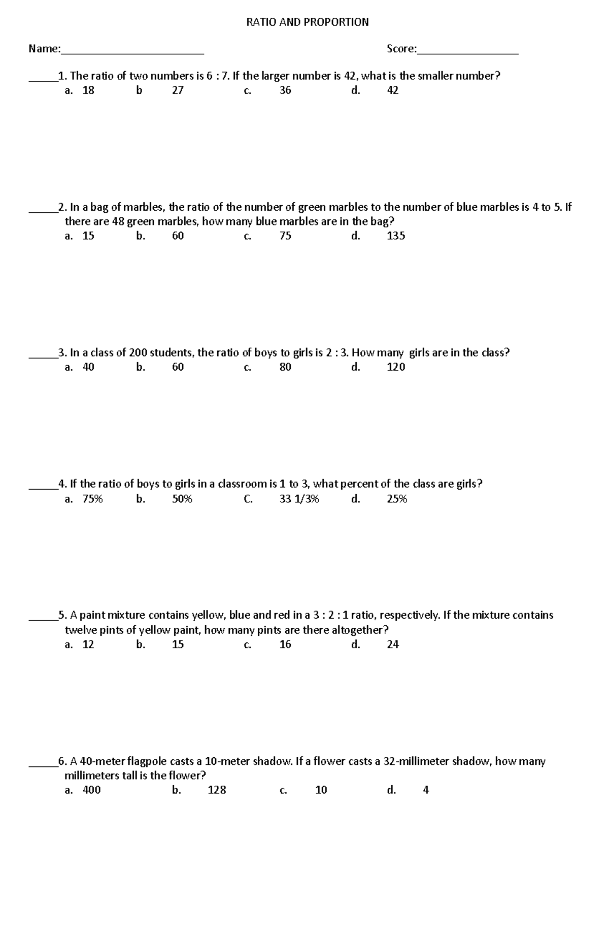 219228586 Ratio and Proportion Practice Problems - Studocu