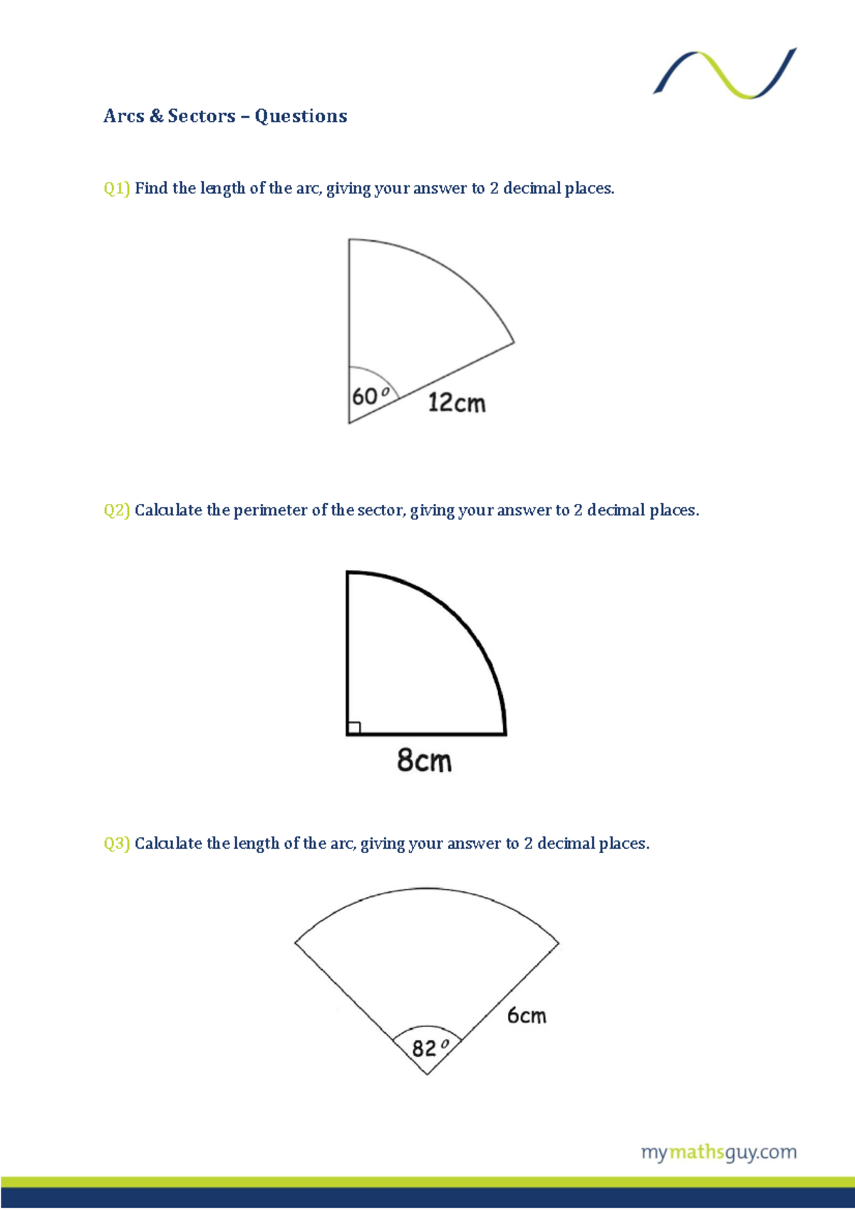 Arcs & Sectors Questions - Calculations & Answers - Studocu