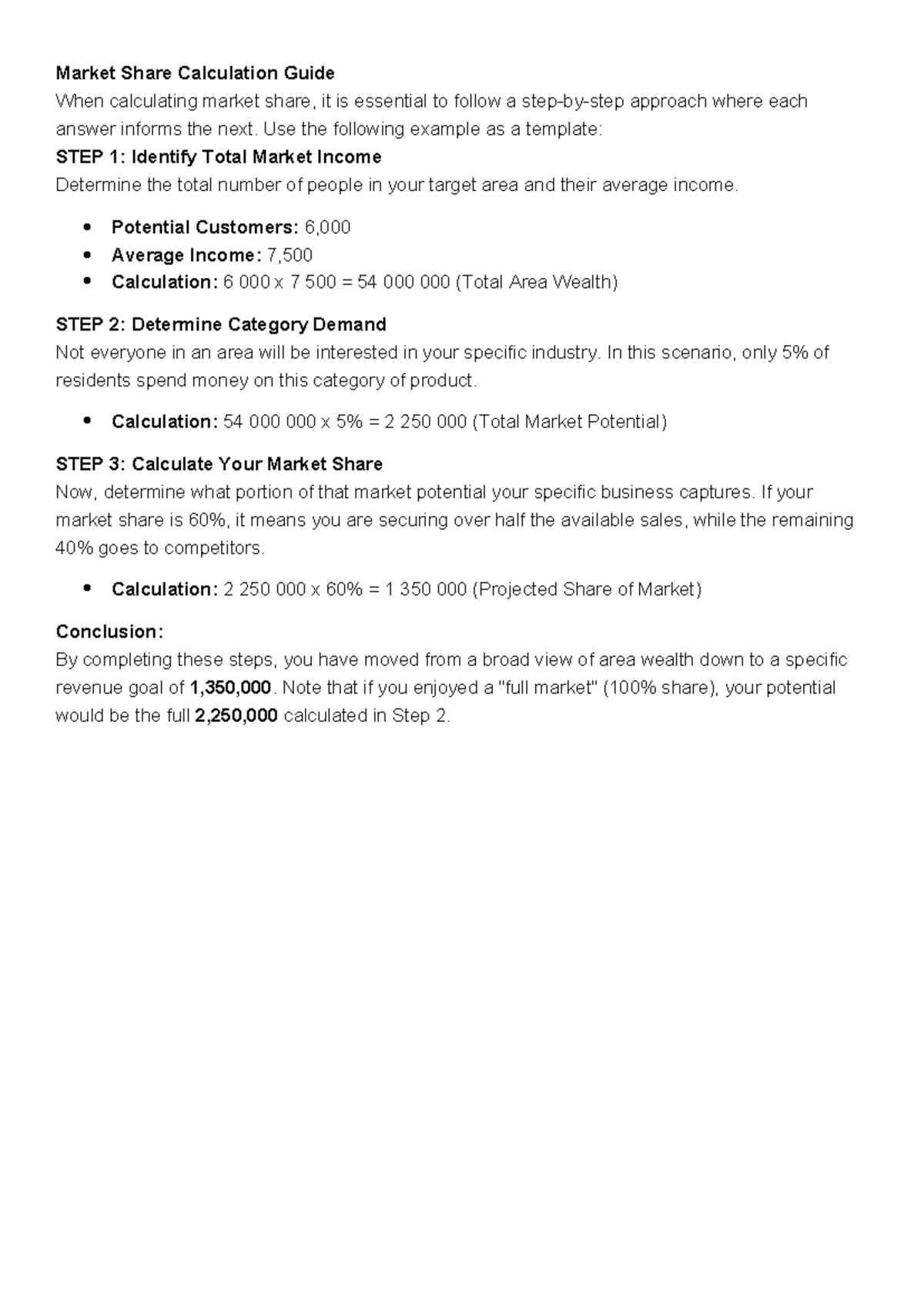 Market Share Calculation Guide - Student Guide - Studocu