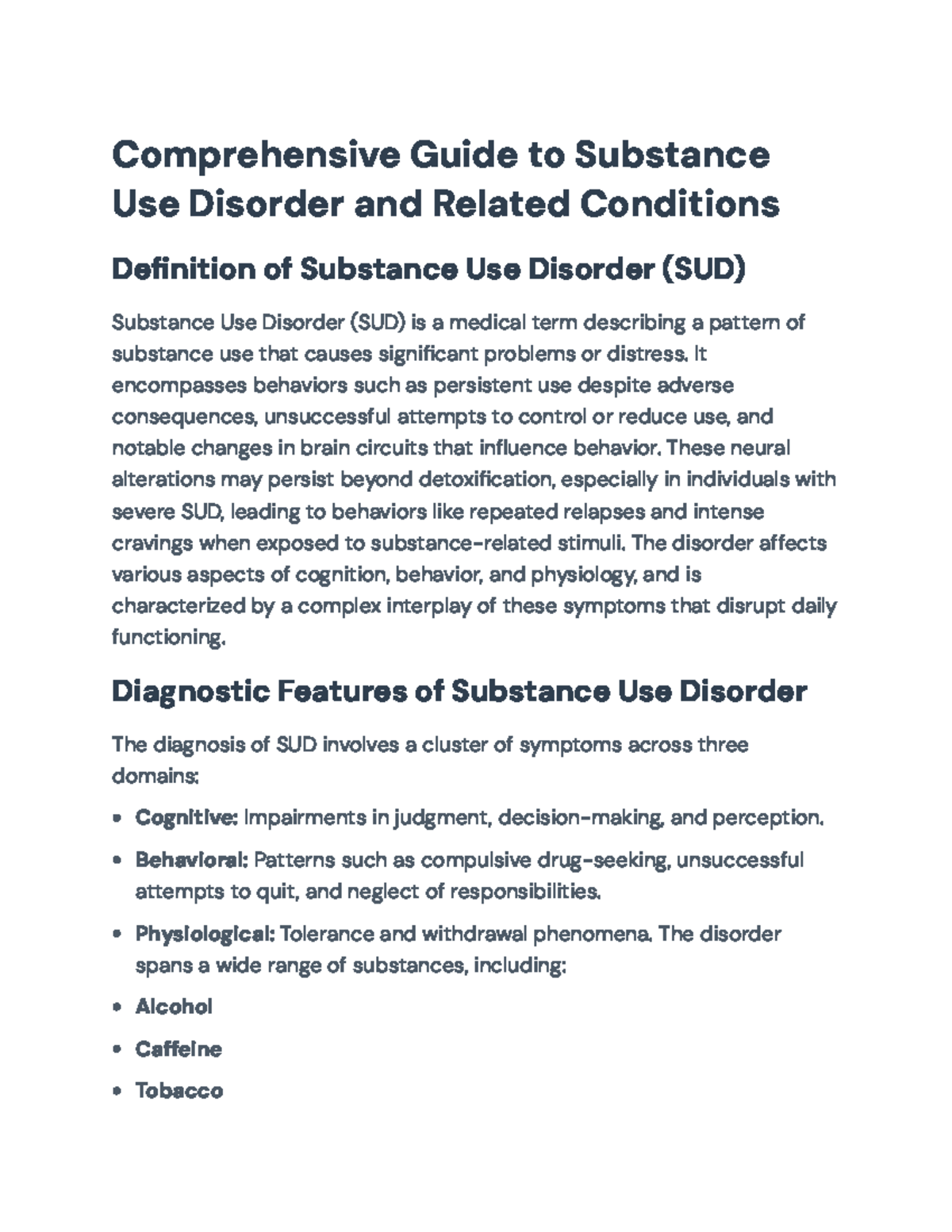 Comprehensive Guide to Substance Use Disorders (SUD) and Related ...