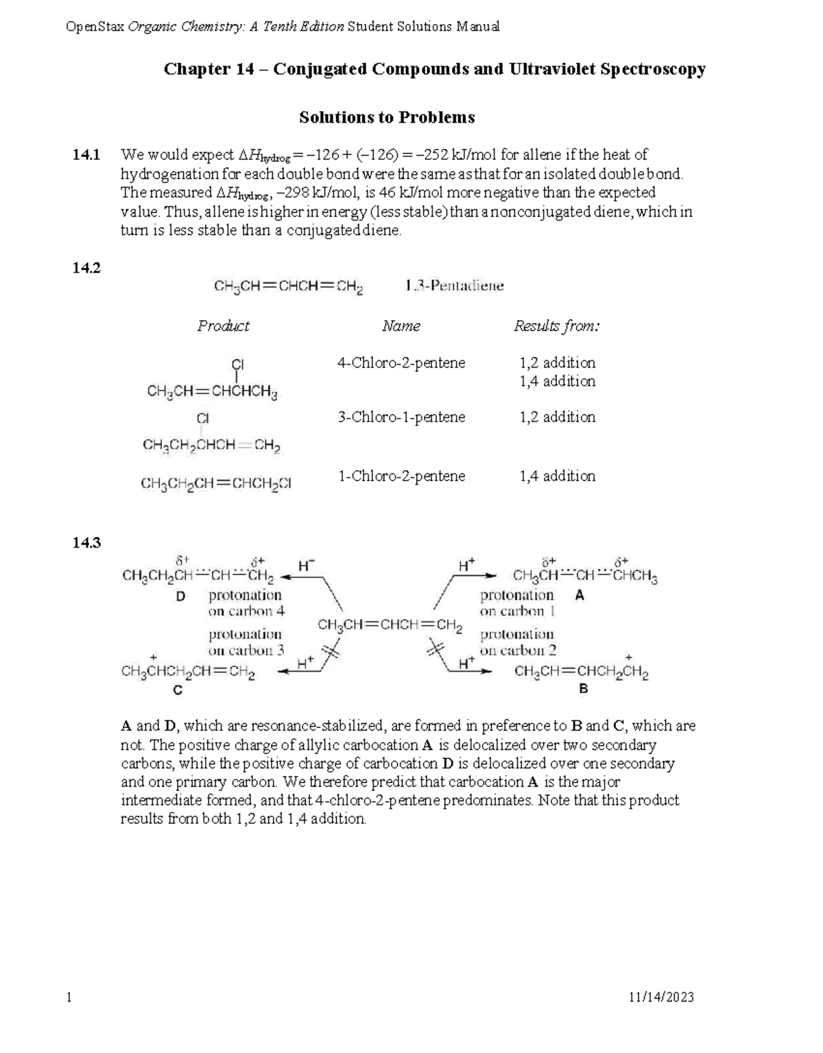 Organic Chemistry 10e: Solutions Manual for Chapter 14 - Conjugated ...
