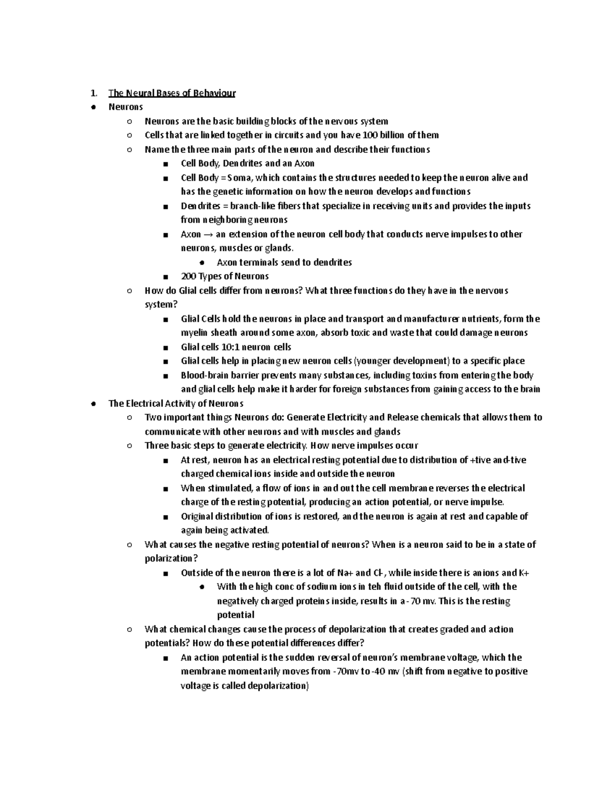 TB Chapter 3: Biological Foundations of Behaviour - Neurons and Their ...