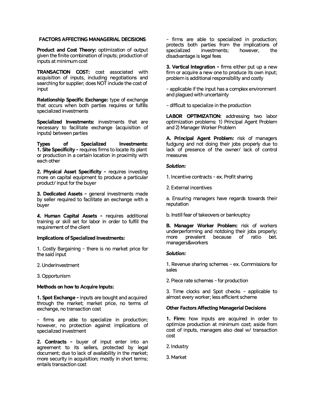 Factors Influencing Managerial Decisions: A Comprehensive Review for ...