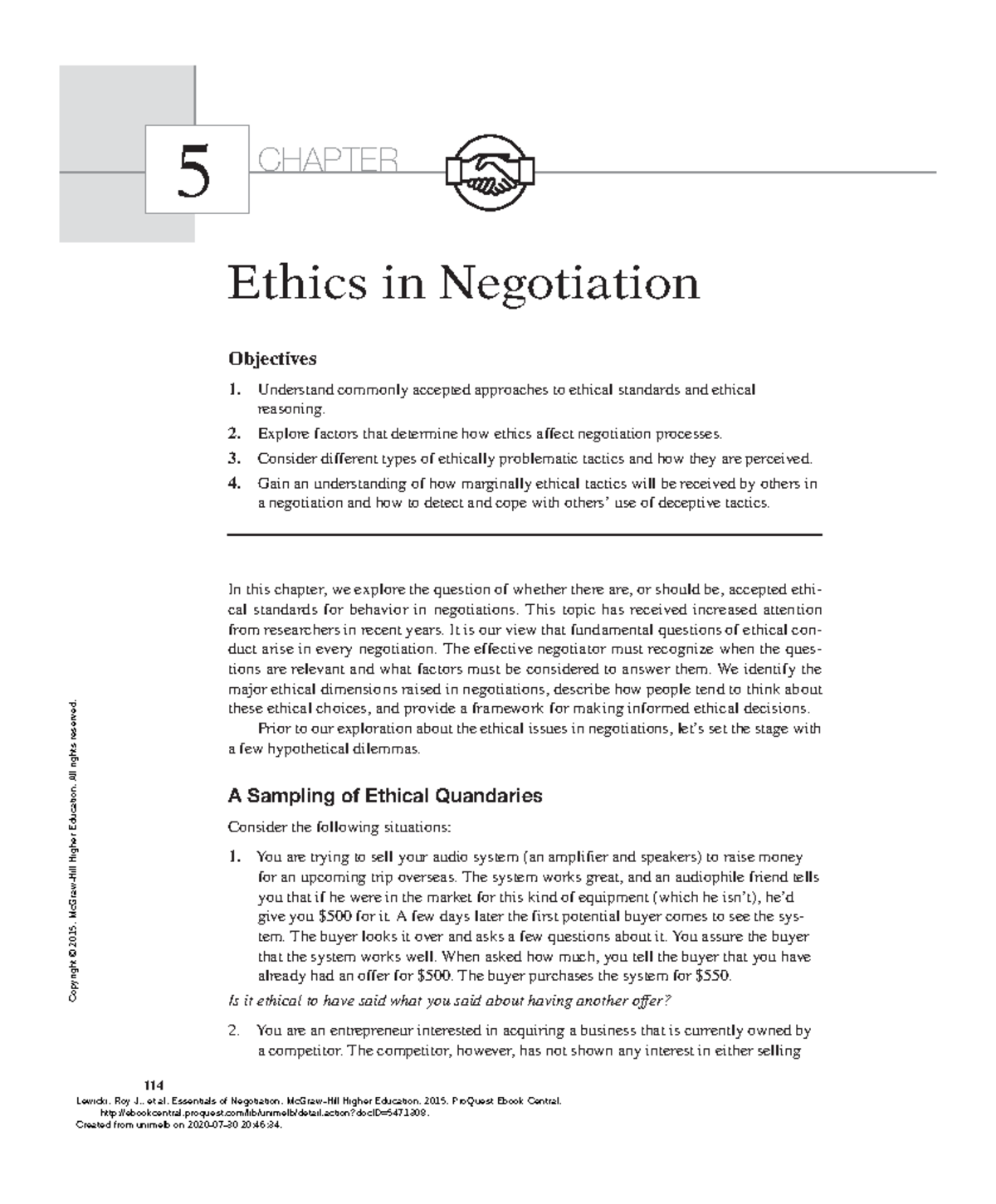 Ethics in Negotiation: Understanding Ethical Standards and Tactics ...