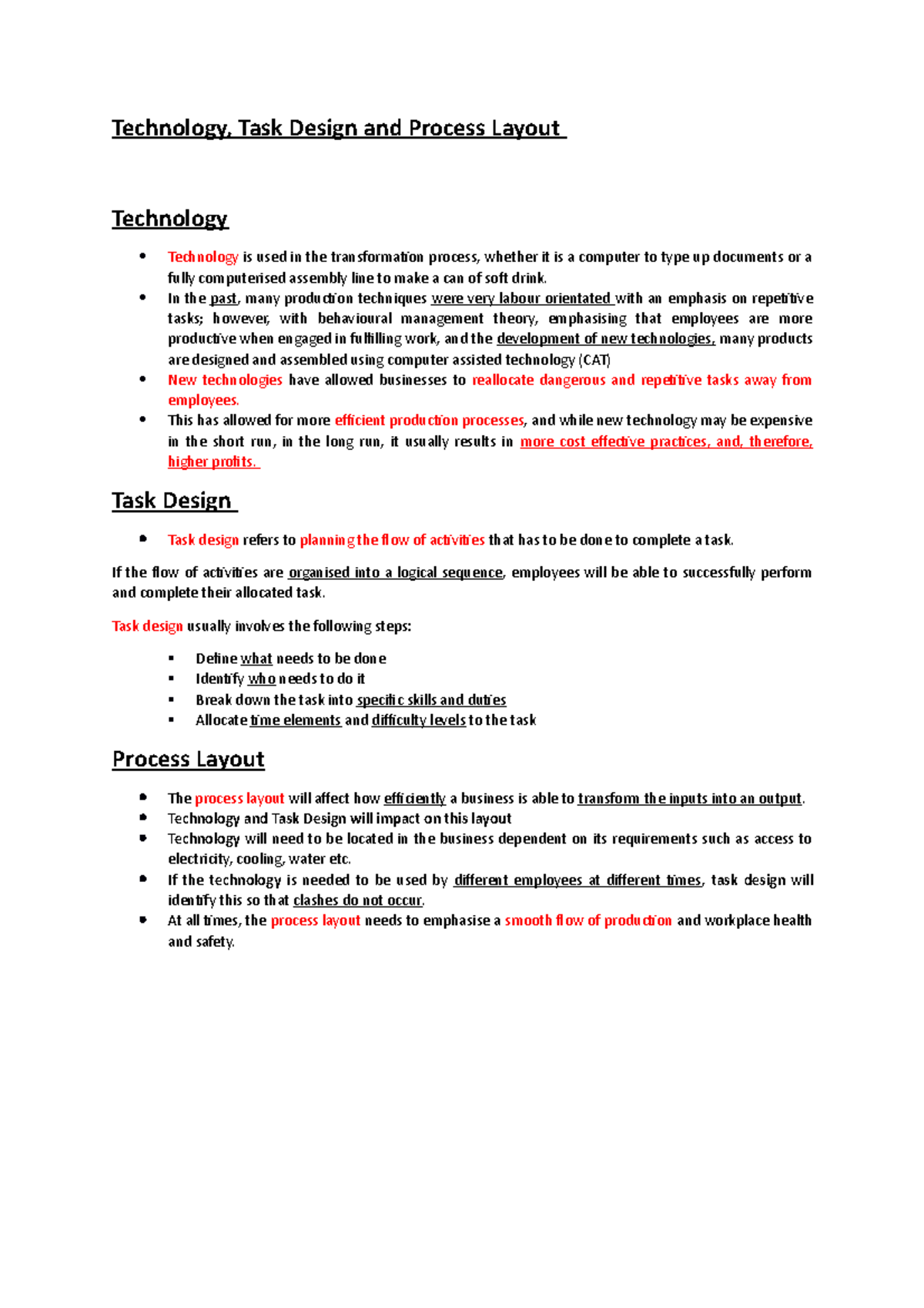 23-11-2018 - business studies lecture notes - Technology, Task Design ...