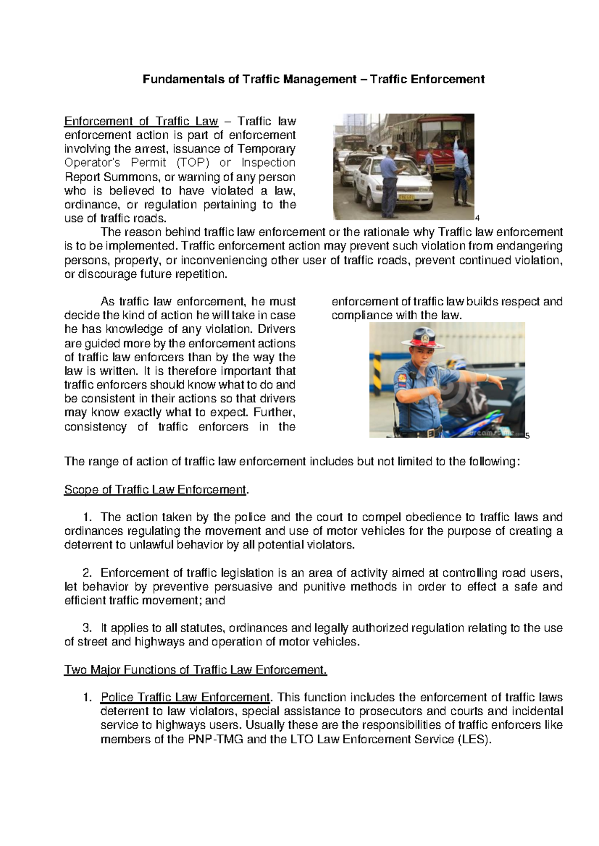Traffic Management: Key Concepts and Enforcement Strategies - Studocu