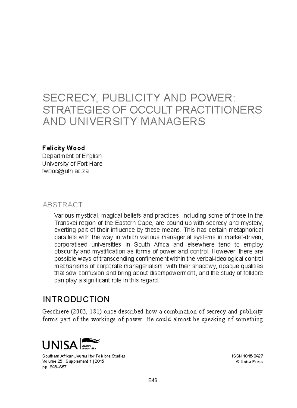 SE 101: Secrecy, Publicity, and Power in University Management - Studocu