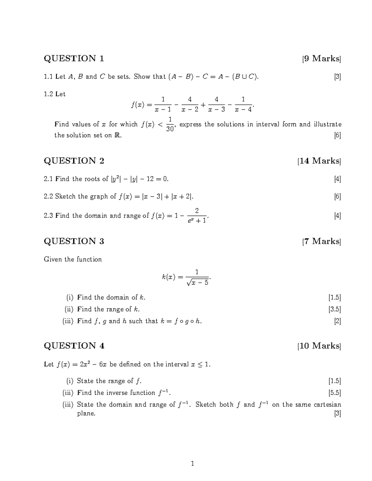 MAM151 Semester Test 2021: Set Theory, Functions & Graphs - Studocu
