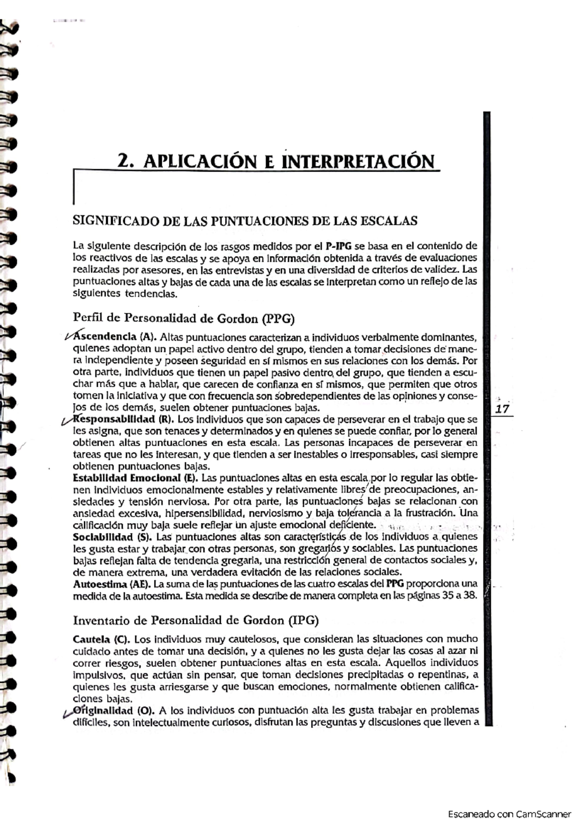 Aplicación e Interpretación del Perfil de Personalidad de Gordon (PPG ...