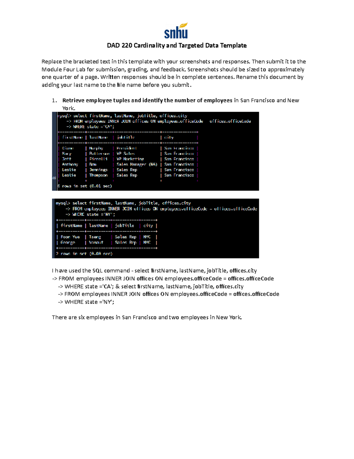 DAD 220 Midterm: Cardinality and Targeted Data Analysis Template - Studocu