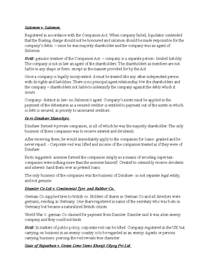 Company law Full Notes - Notes on Company Law - Studocu