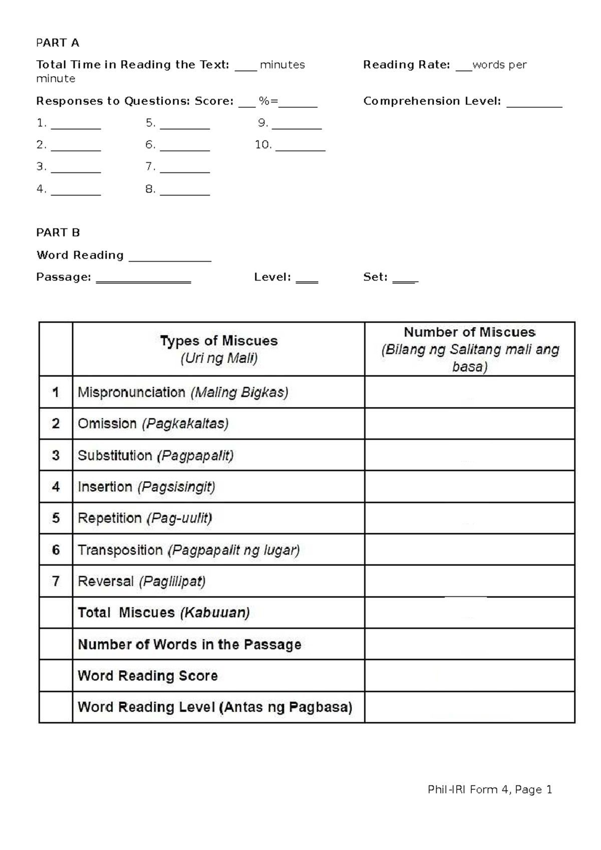 Individualized Assessment FORM - Teacher Education - PART A Total Time ...