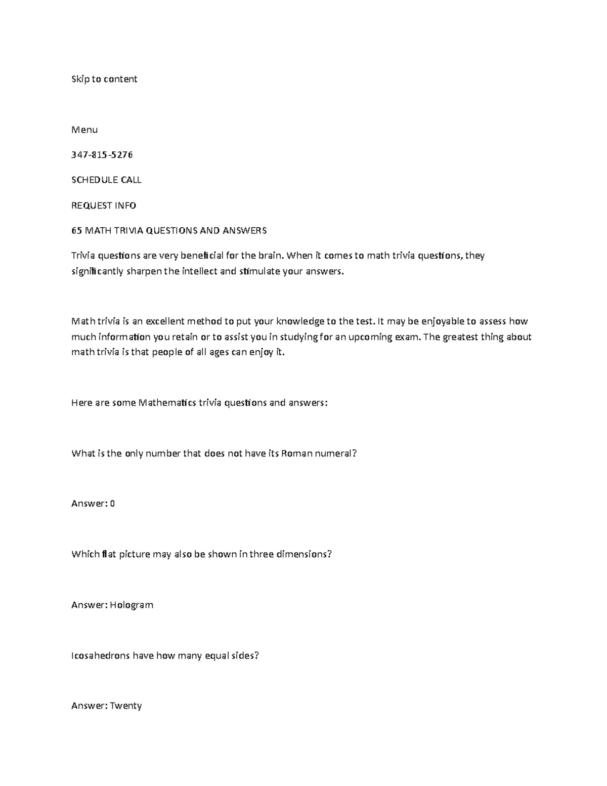 MATH 347-815 Math Trivia Quiz Questions & Answers - Studocu