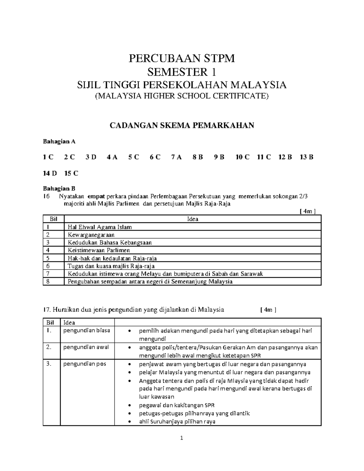 Jawapan percubaan S1 2023 - PERCUBAAN STPM SEMESTER 1 SIJIL TINGGI PERSEKOLAHAN MALAYSIA ...