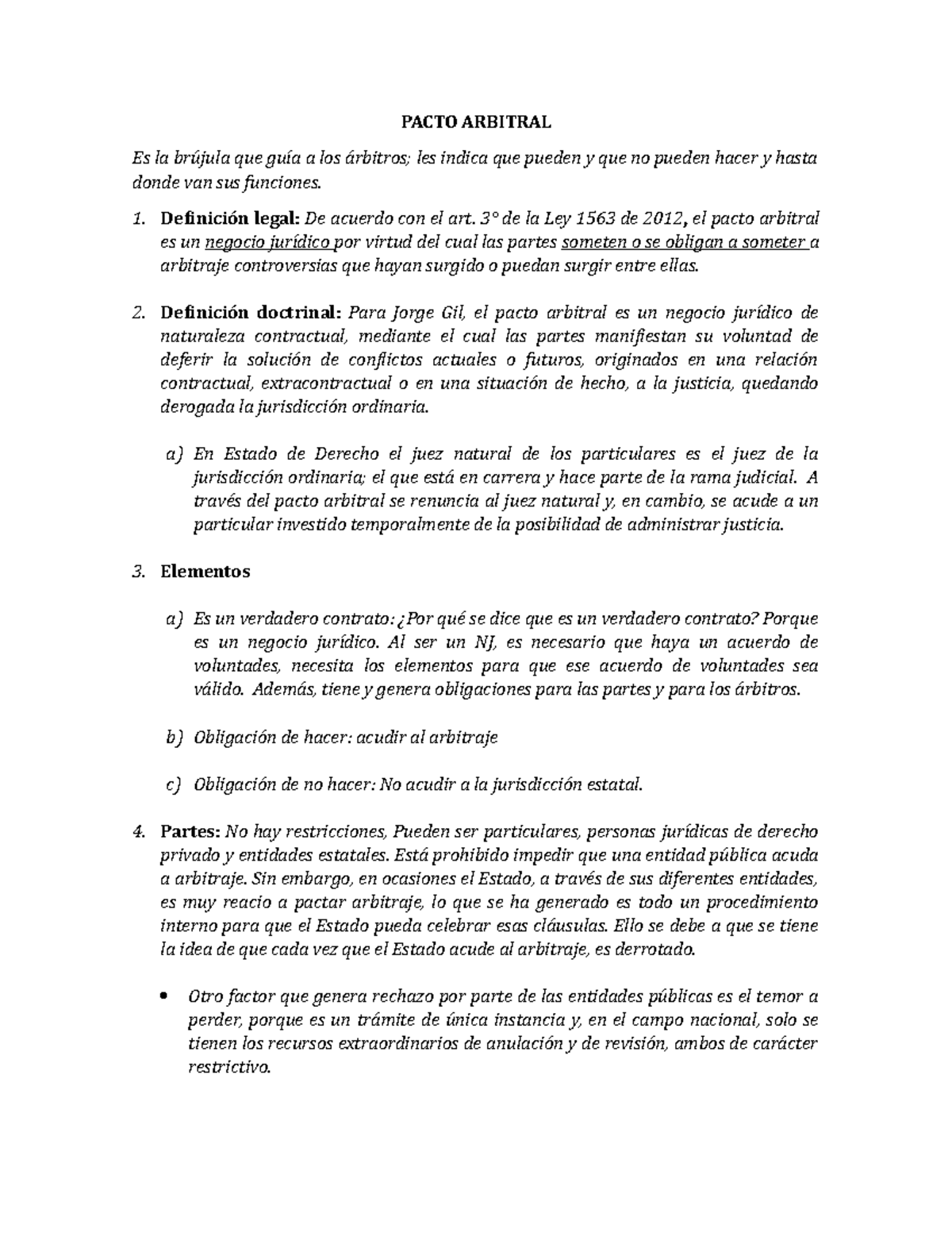 Pacto Arbitral - Apuntes de clase - PACTO ARBITRAL Es la brújula que ...