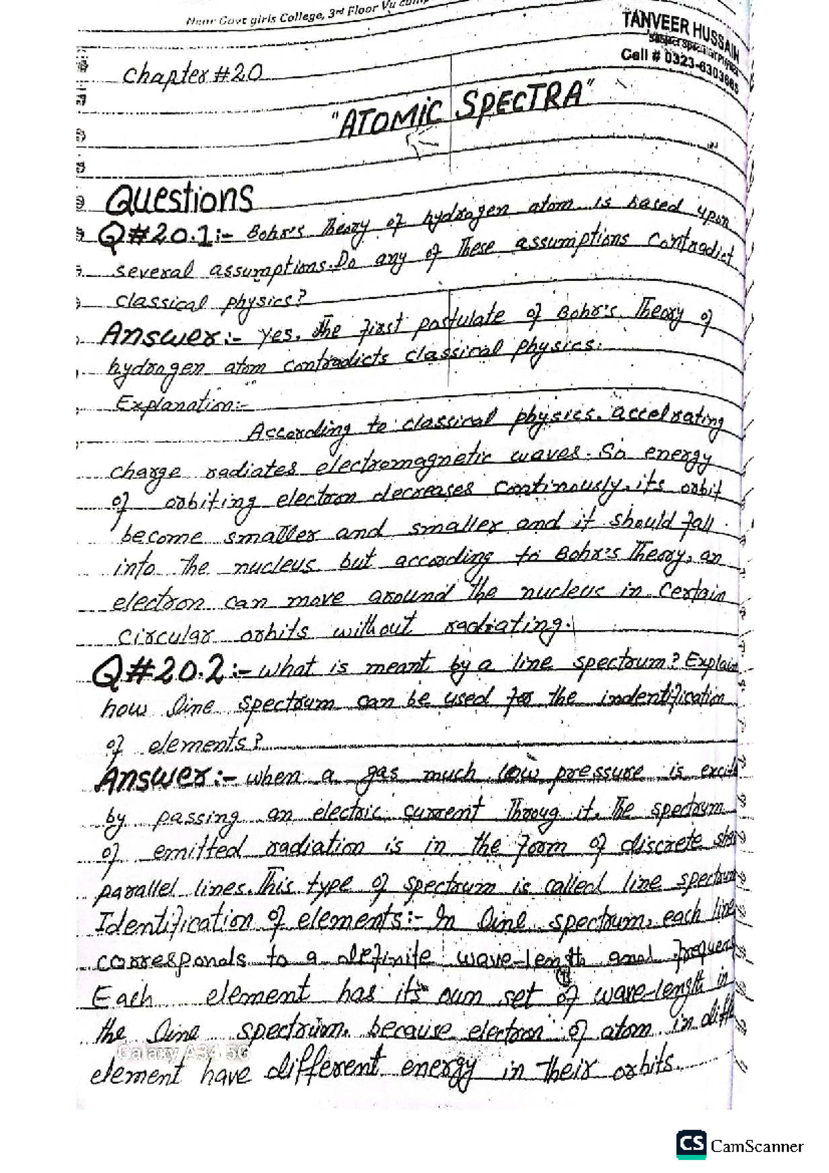 Physics CS 07 Chapter 20: Hydrogen Atom Theory & Line Spectrum Analysis ...