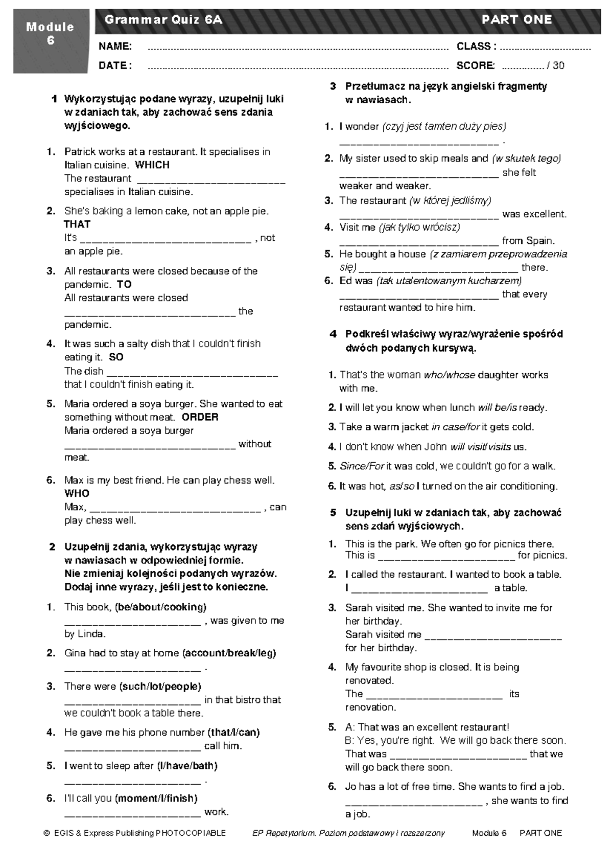 EP Repetytorium: Grammar Quiz 6A - Module 6 - Studocu