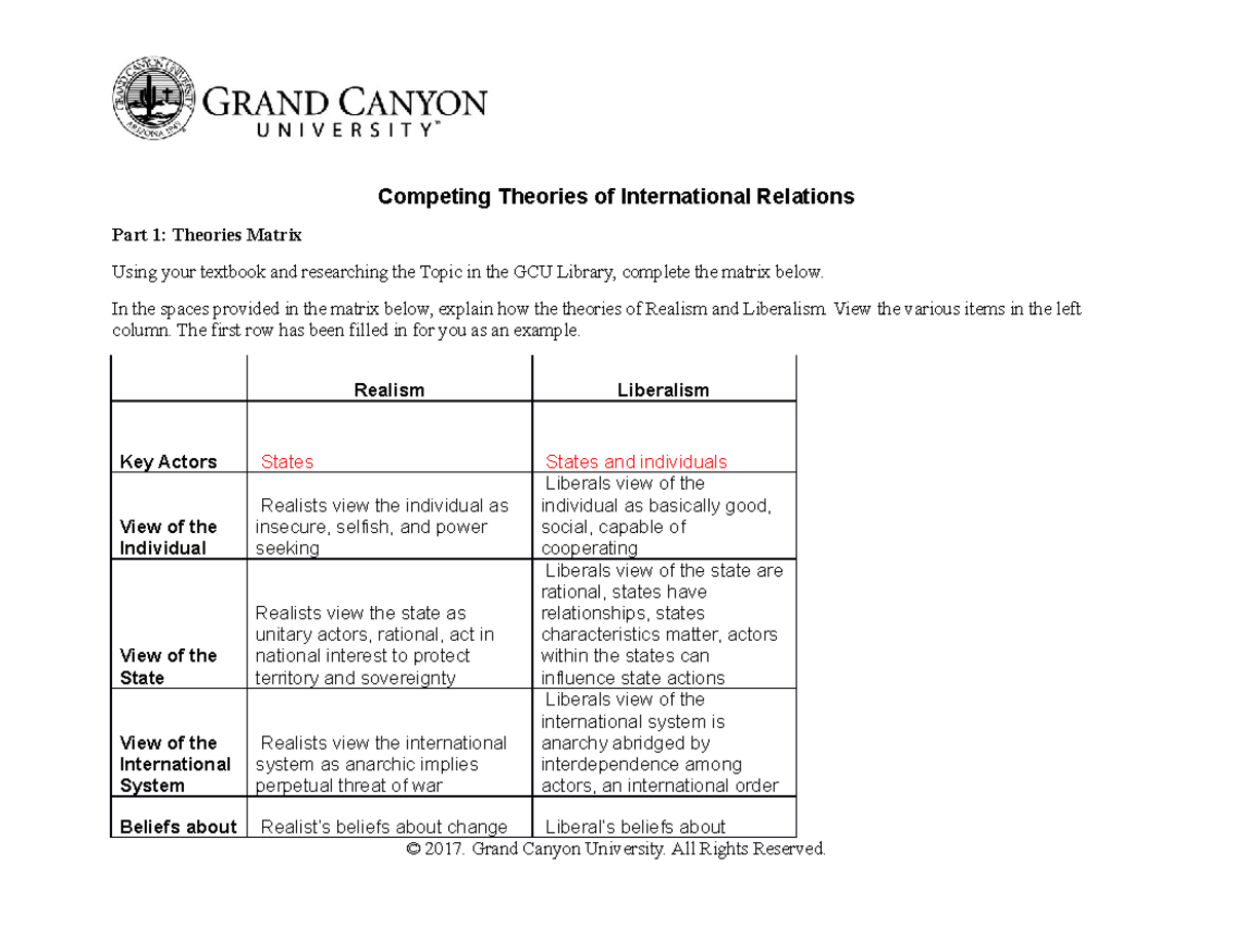 GOV-210 Competing Theories of International Relations Worksheet - Studocu