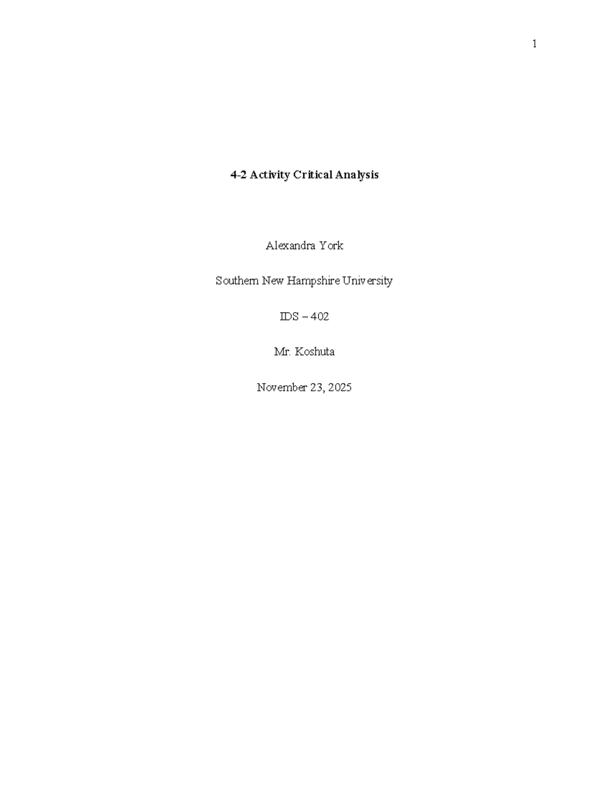 IDS 402 Activity Critical Analysis: Social Media & Mental Health - Studocu