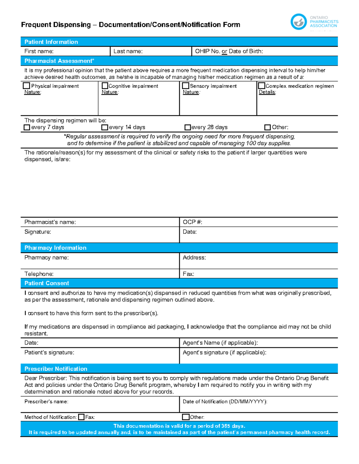 Frequent Dispensing Documentation & Consent Form for Patients - Studocu