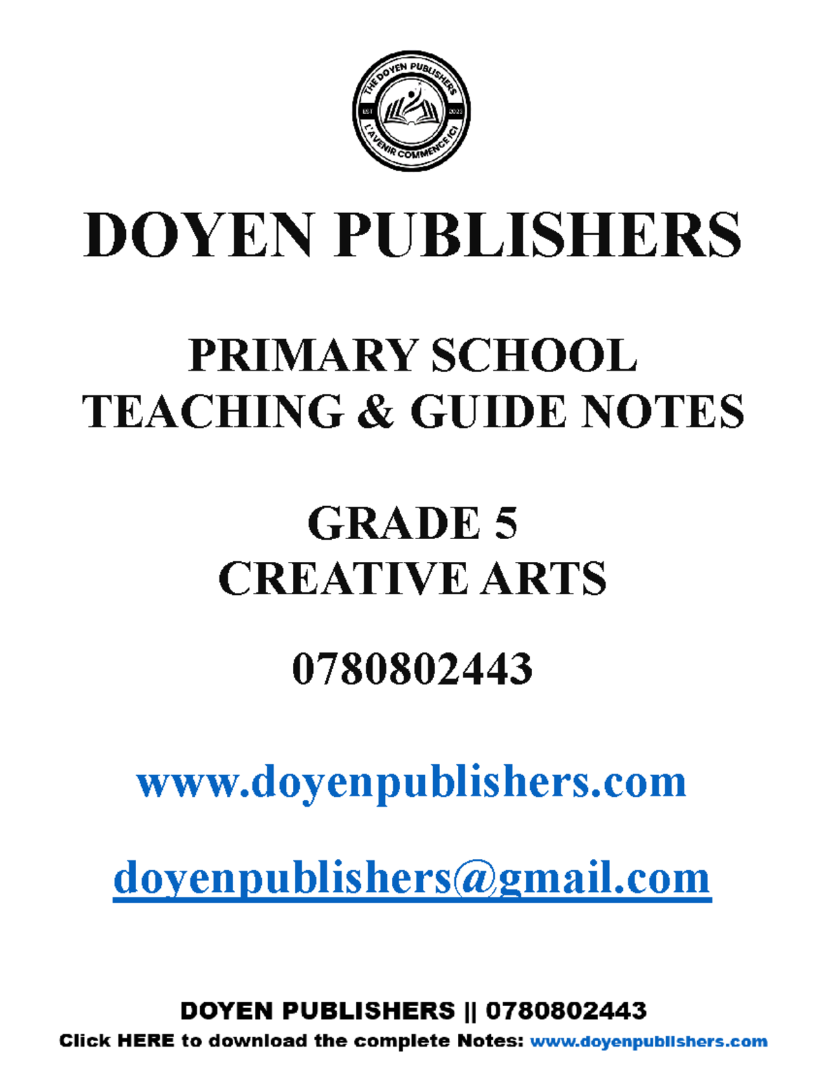 Grade 5 Creative Arts Teaching Guide Notes (Course Code: 0780802443 ...