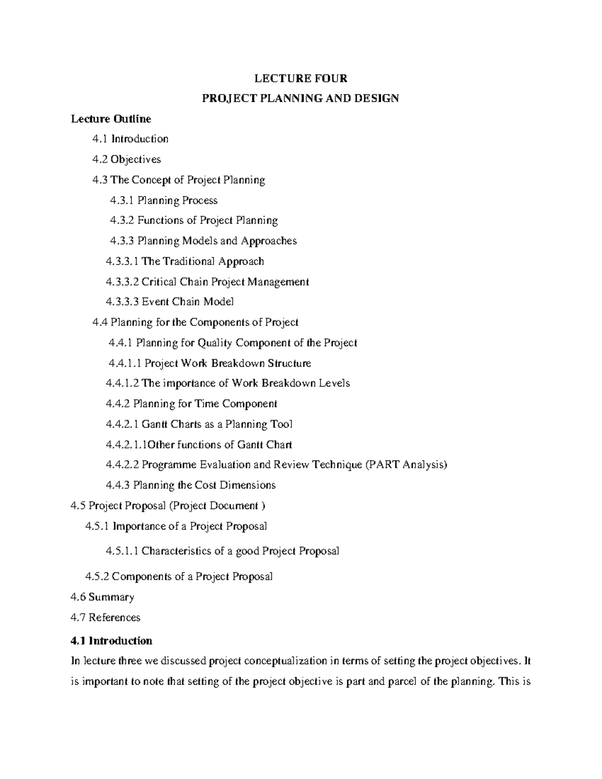Lecture FOUR - masters project planning and management - LECTURE FOUR ...