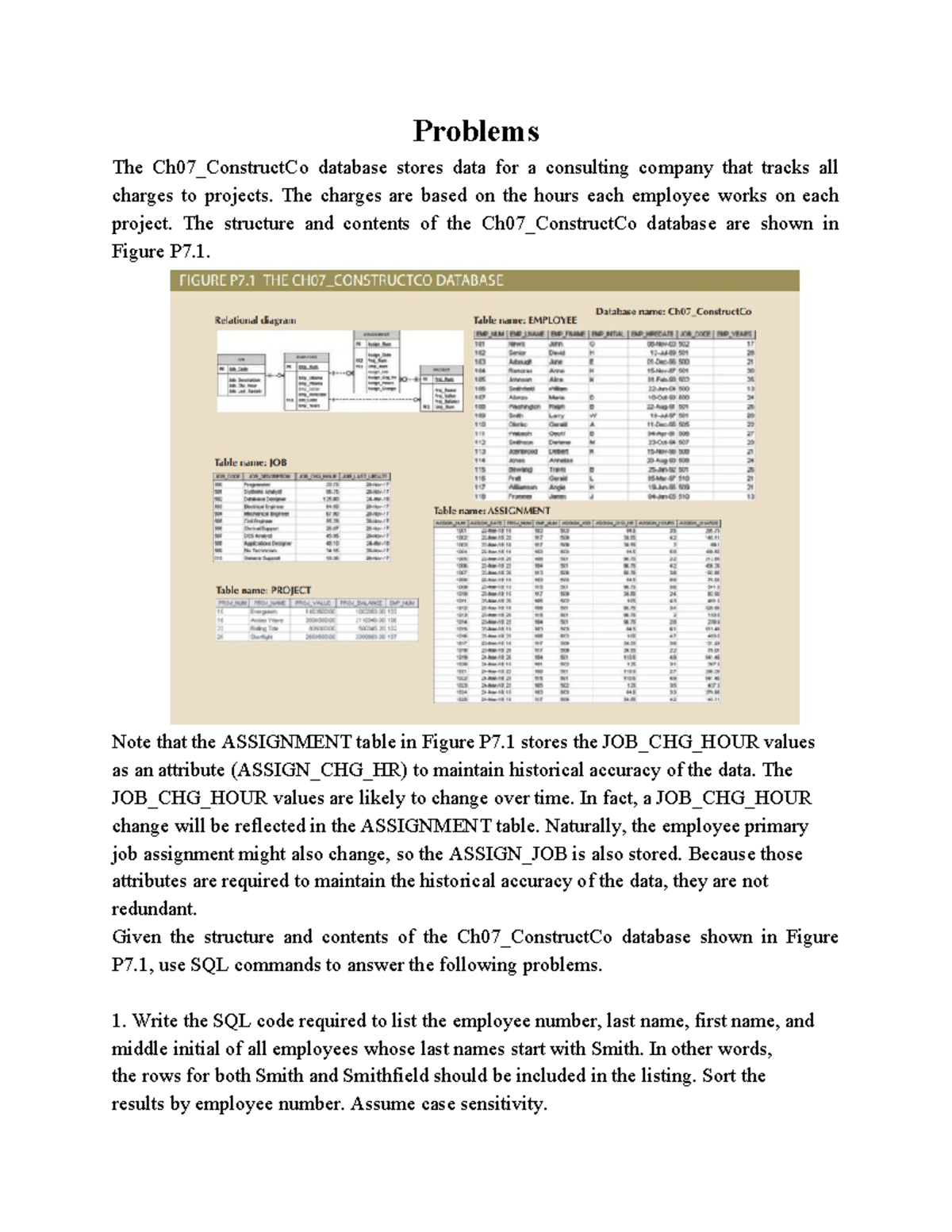 Ch07 SQL Queries for ConstructCo Database Problems - Studocu