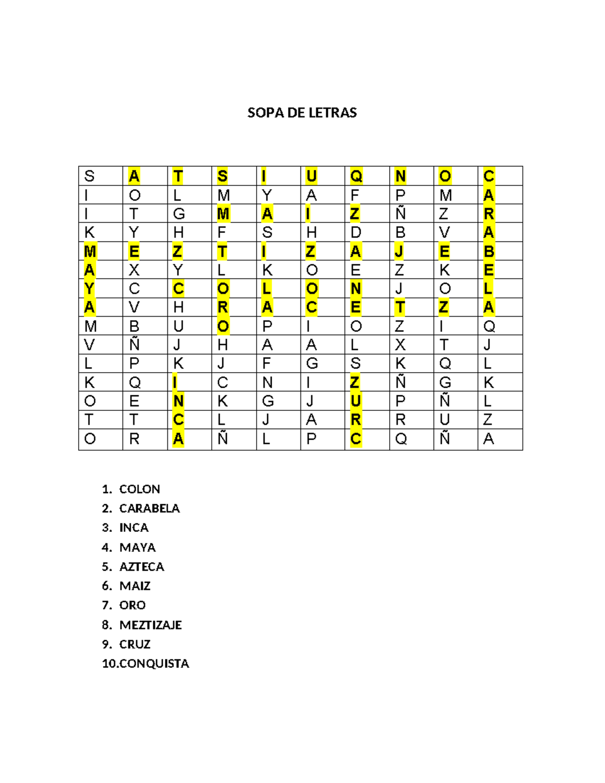 SOPA DE LETRAS: Palabras Clave de Civilizaciones Antiguas - YJJ - Studocu