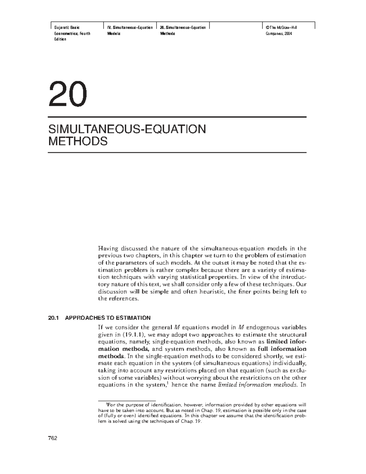 Gujarati: Basic Econometrics IV - Chapter 20: Estimation Methods - Studocu
