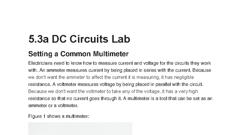 5.3a DC Circuits Lab: Multimeter Usage for Current & Voltage ...