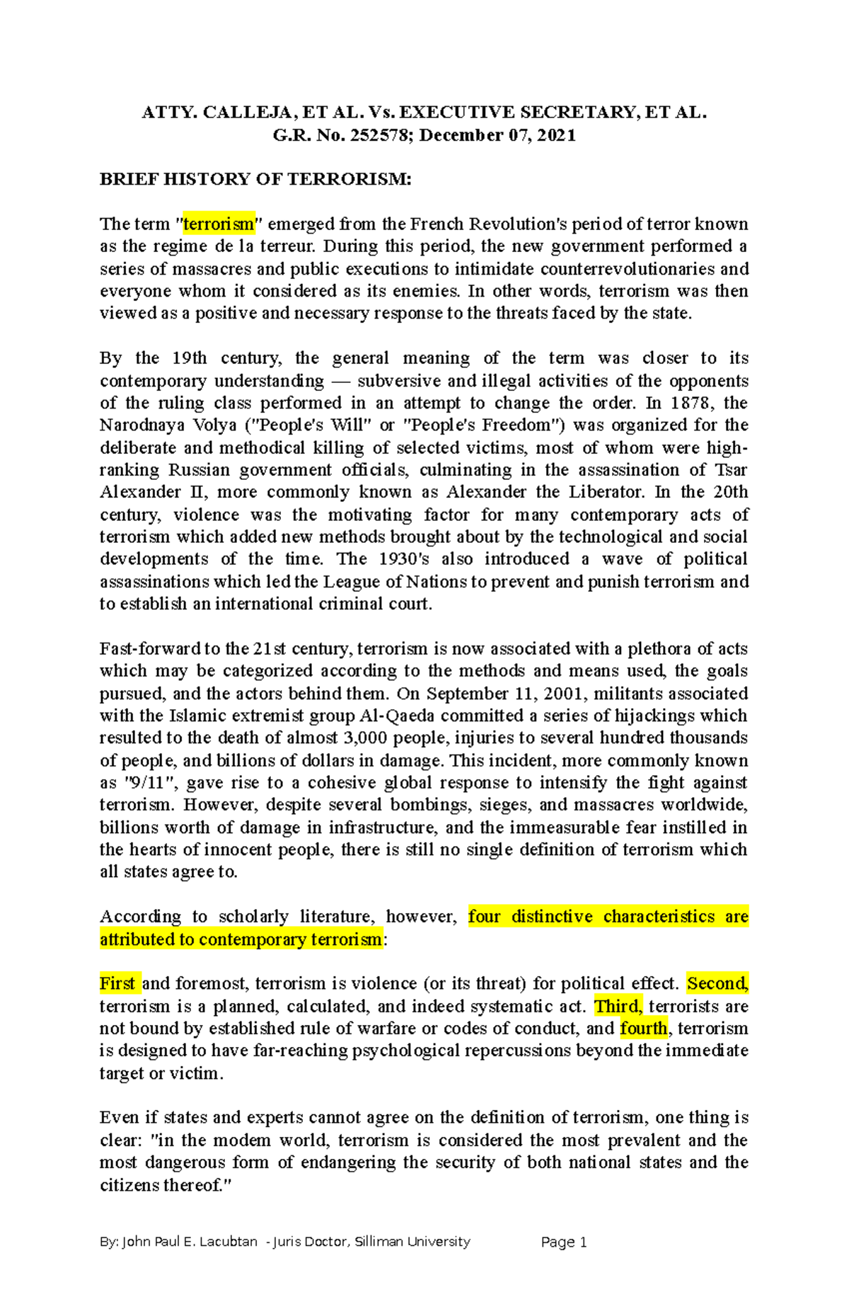 Digest Calleja VS EXEC Secretary - ATTY. CALLEJA, ET AL. Vs. EXECUTIVE ...
