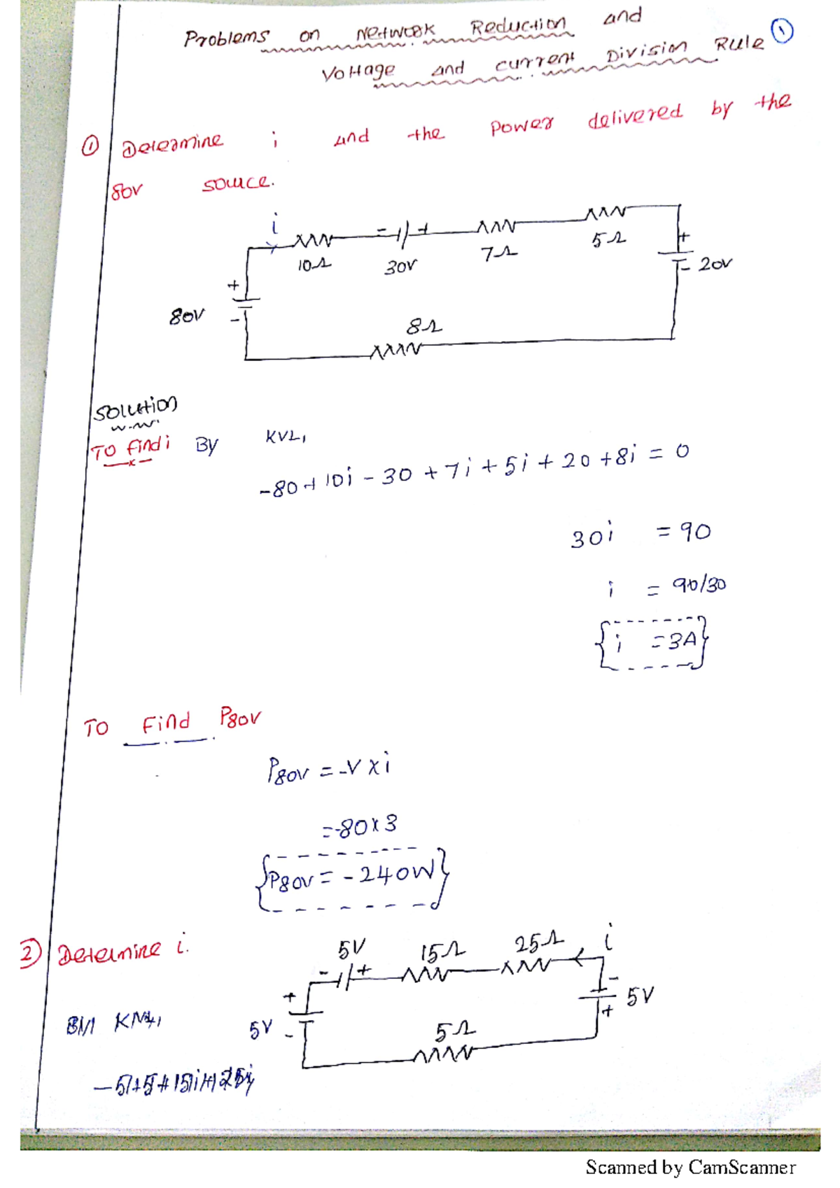 Network Reduction and Voltage/Current Division Problems (VDR, CDR ...