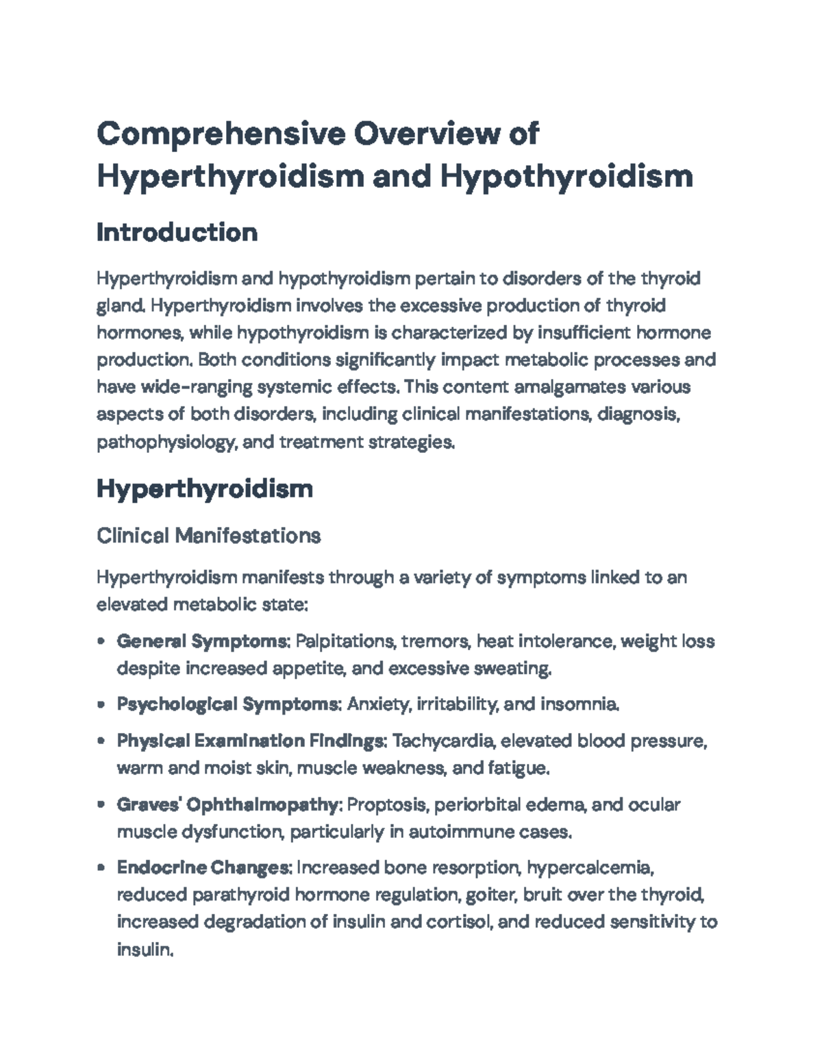 Comprehensive Review of Hyperthyroidism and Hypothyroidism Disorders ...