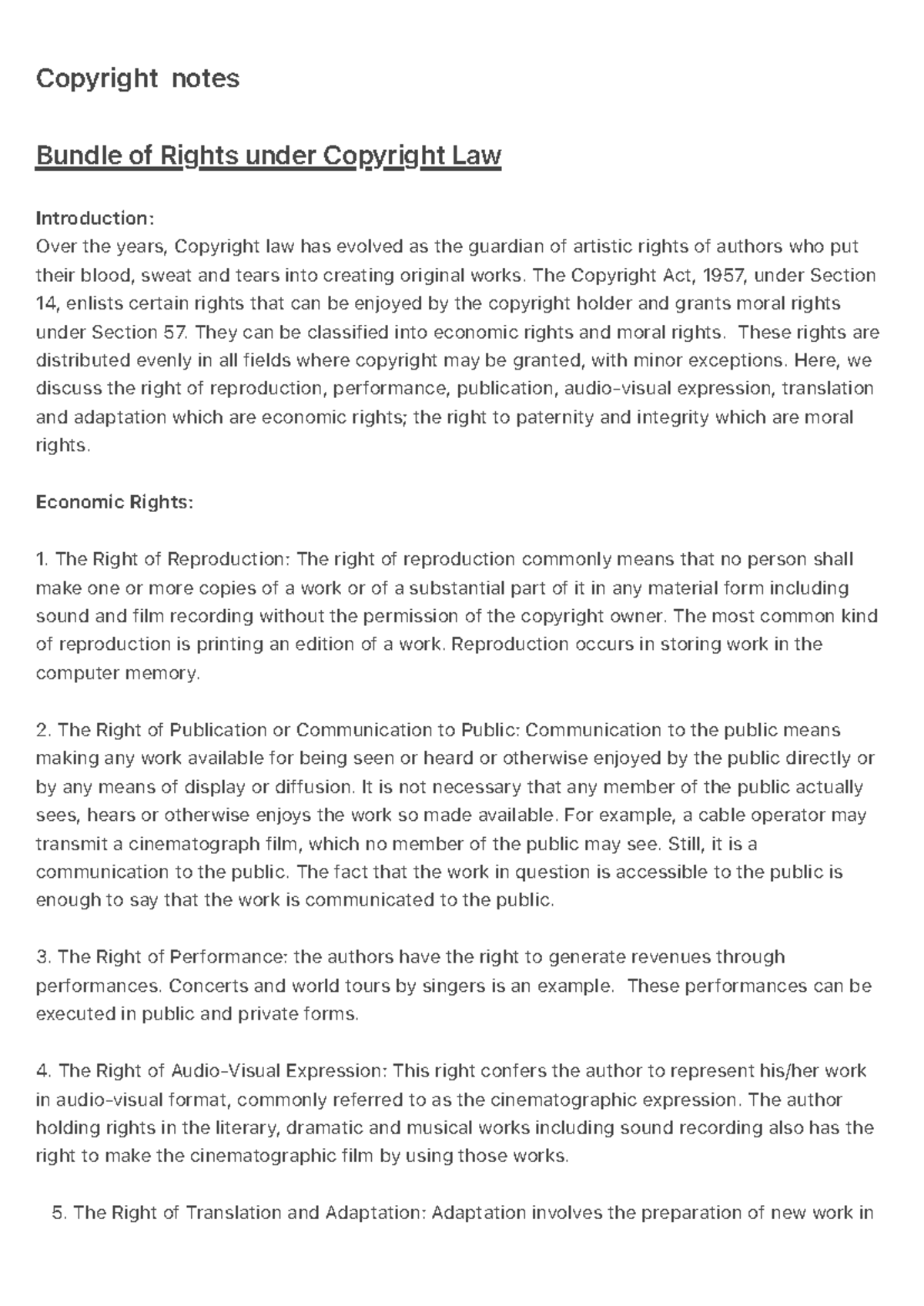 Copyright Law: Bundle of Rights and Concepts Explained (Course Code ...